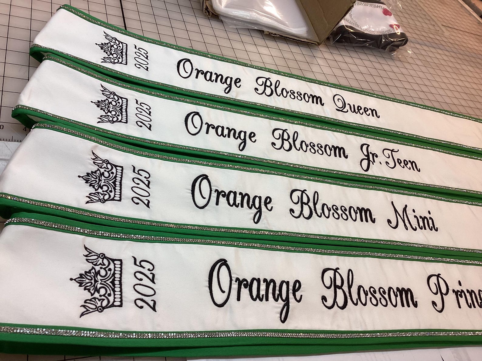 Pageant Sashes/ Trim/ Crown With Year/ Silver Rhinestones Single Row ...