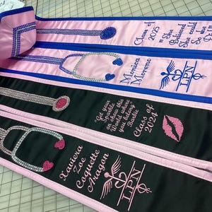 Personalized Graduation Stole, Stethoscope in Diamond Mesh With ...