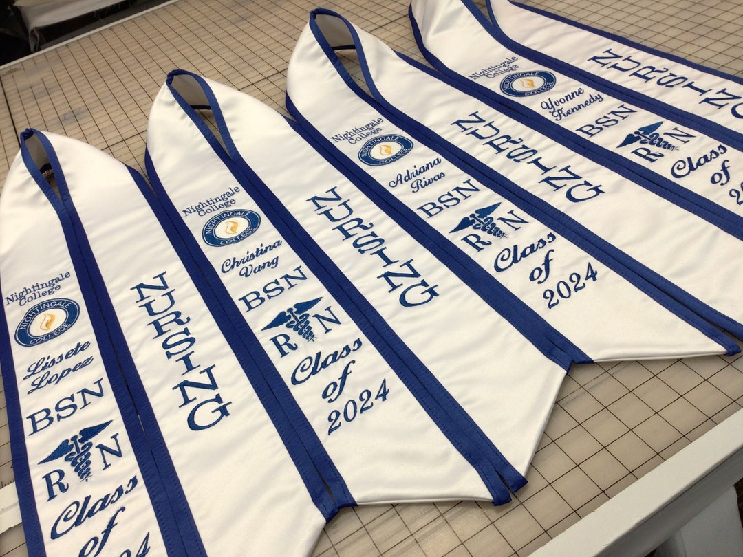 Graduation Stoles/nightingale College /logo/name/bsn/r Caduceus N/year ...