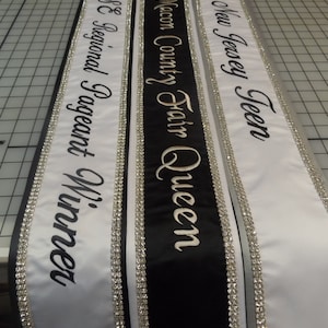Pageant Sashes / Heavyweight Satin / Satin Trim / Crystal Rhinestones ...