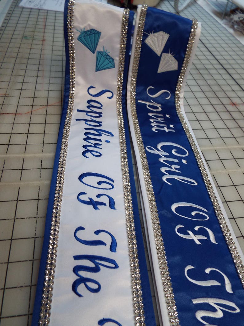 Pageant Sashes / White and Royal Blue Satin / White and Royal - Etsy