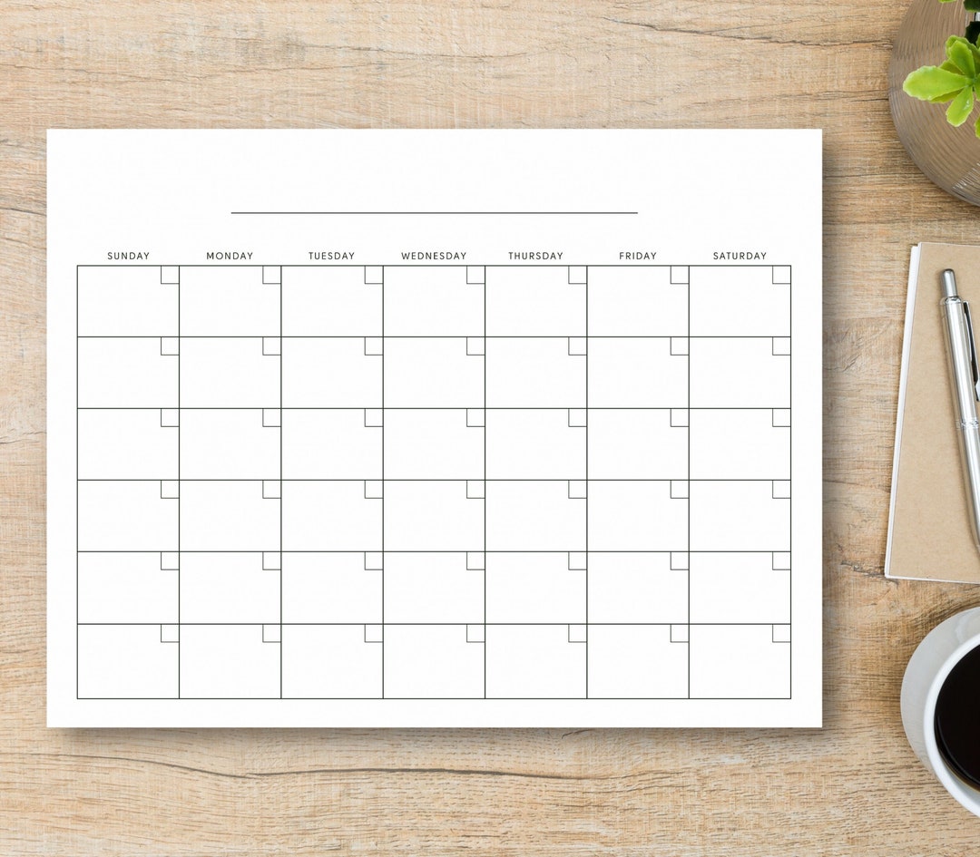 8.5 X 11 Inch Blank Calendar Page Template, Instant Download, Printable ...