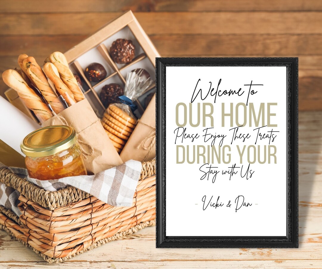 Airbnb Gift Basket Sign: Welcome Treat Card (canva Template) - Etsy