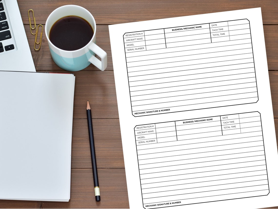 Airframe Logbook Printable Pages, Aircraft Logbook Page, Airframe ...