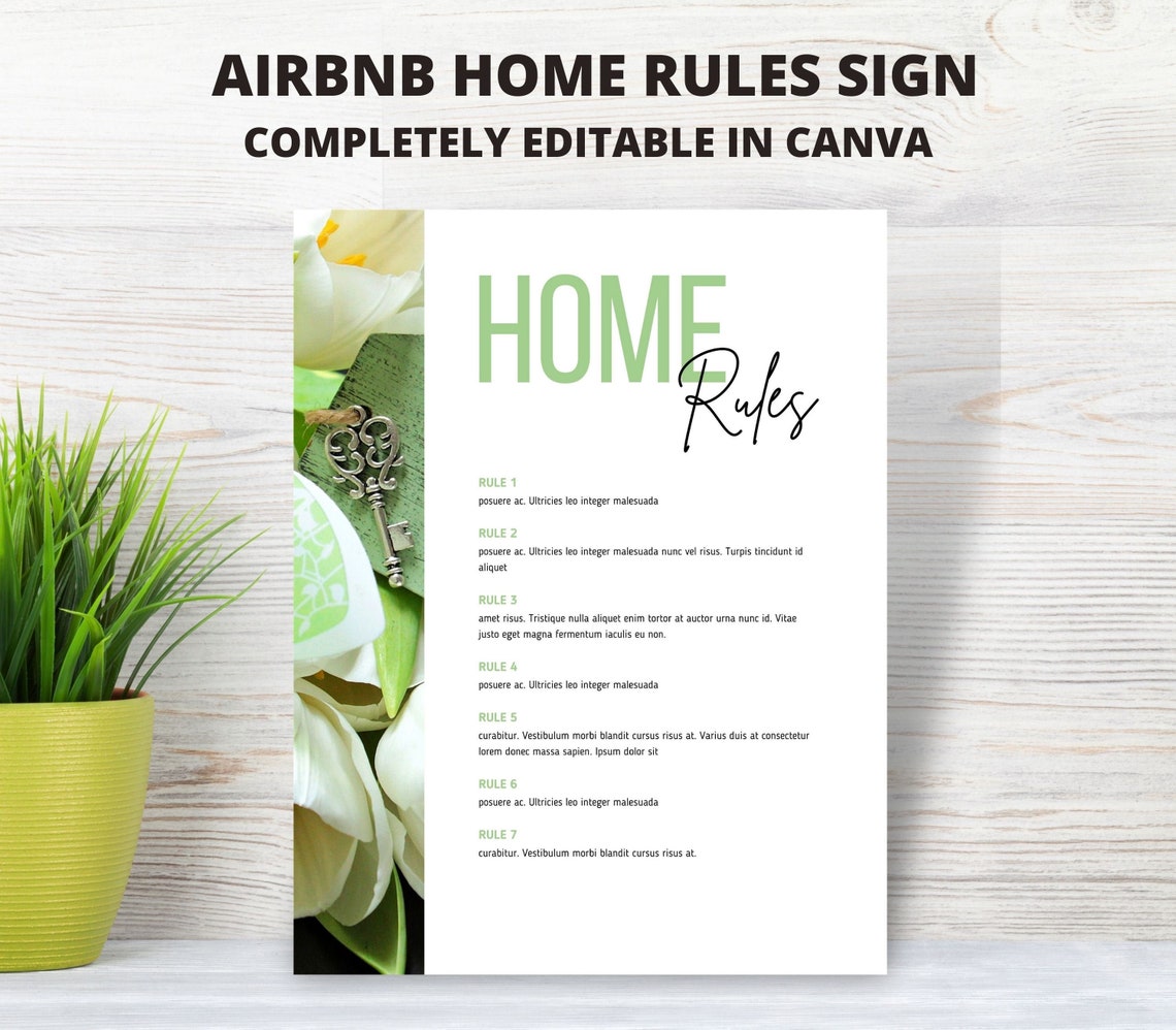 House Rule Sign Welcome Guide Airbnb Airbnb Sign Template Etsy