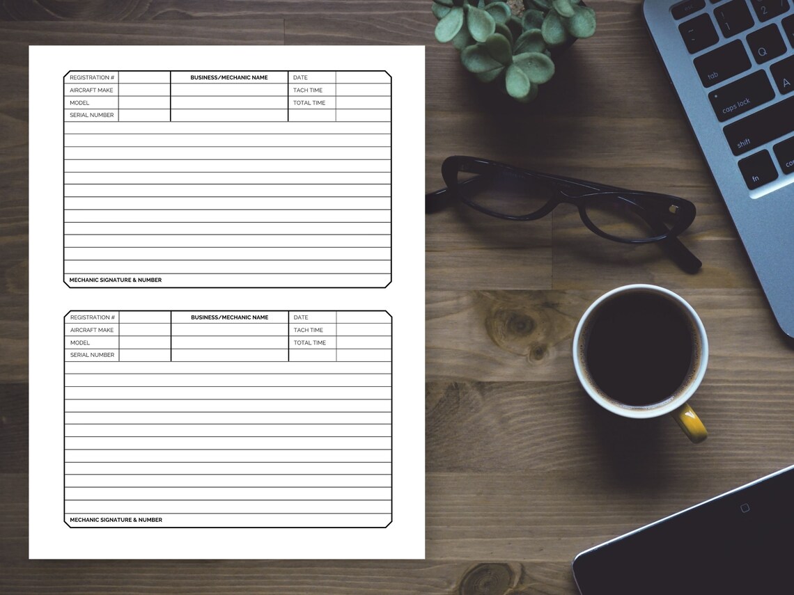 Airframe Logbook Printable Pages, Aircraft Logbook Page, Airframe ...