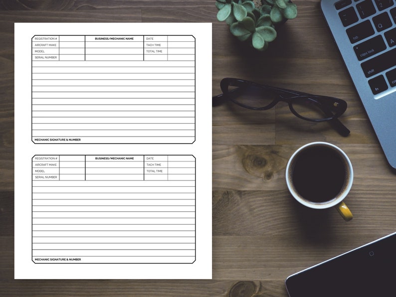 Airframe Logbook Printable Pages, Aircraft Logbook Page, Airframe ...