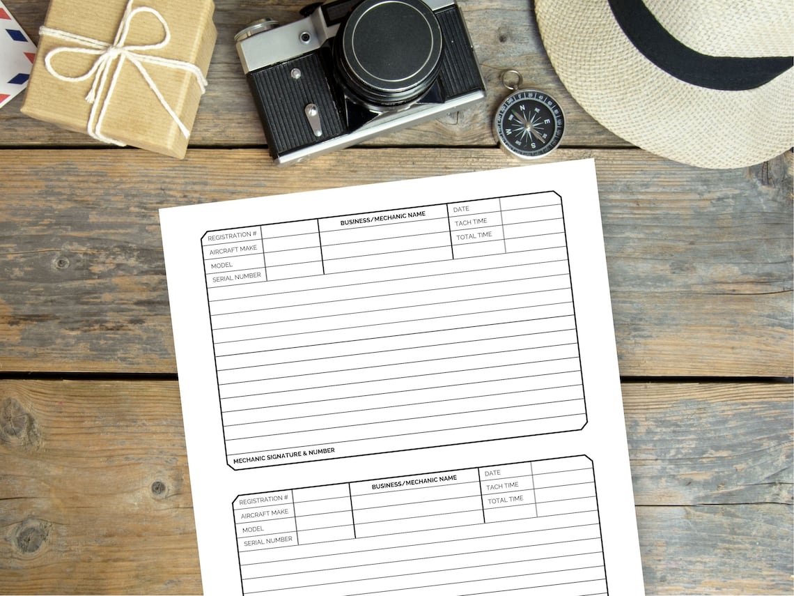 Aircraft Maintenance Logbook Printable Pages (PDF) - Etsy