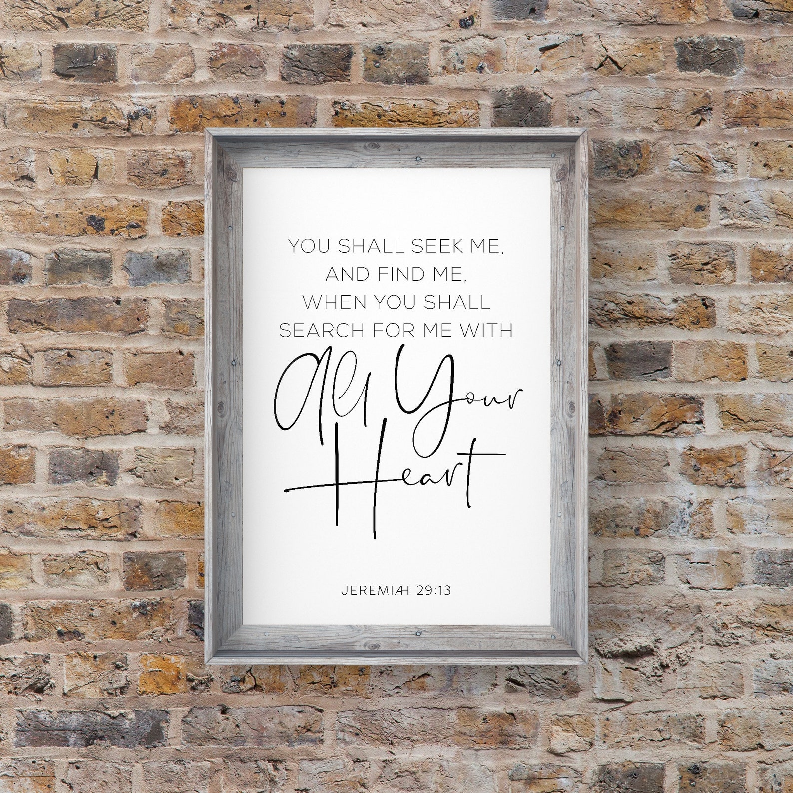 Jeremiah 29:13 NIV Bible Verse Wall Art, Farmhouse Christian Decor ...