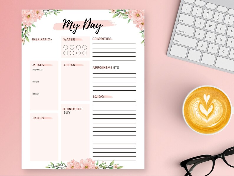 Daily Organizer, Office Organizer, Daily Planner, Floral Planner, Daily ...