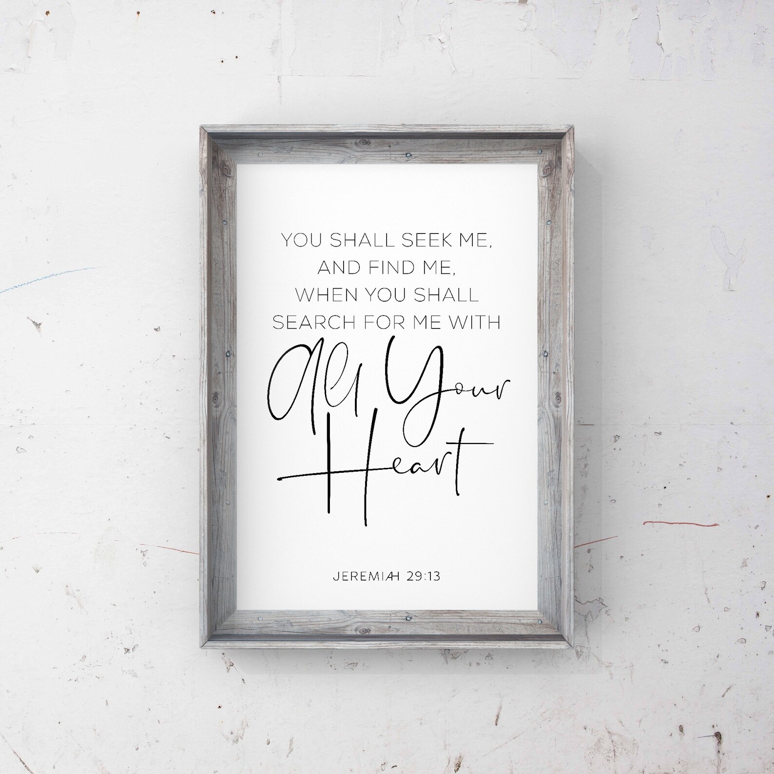 Jeremiah 29:13 NIV Bible Verse Wall Art, Farmhouse Christian Decor ...