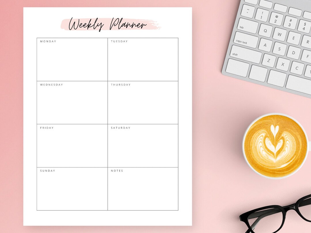 Weekly Planner Printable to Do List Print at Home Diary Calendar Page ...