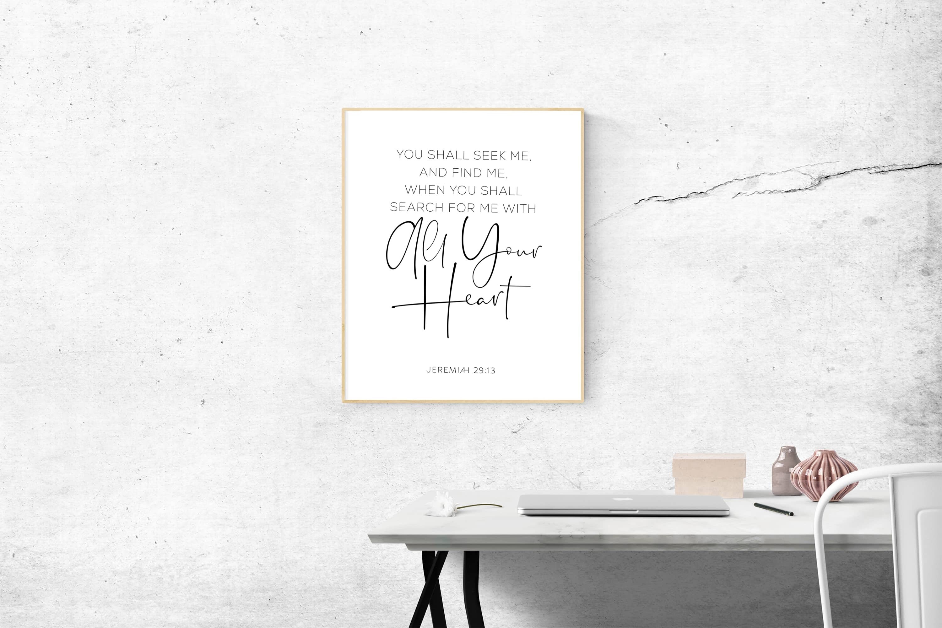 Jeremiah 29:13 NIV Bible Verse Wall Art, Farmhouse Christian Decor ...