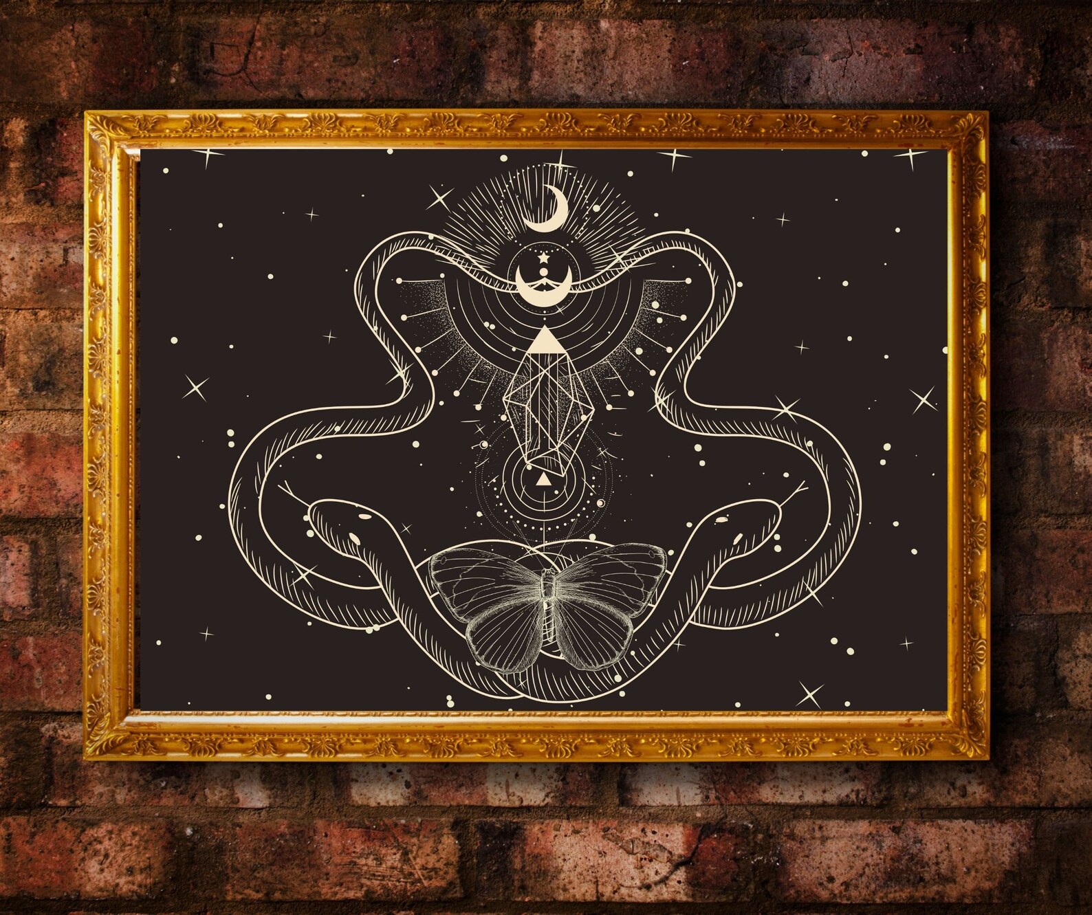 Magic Witchy Art, Witchy Art Print, Moon Moth Lunar, Moth Wall Art ...