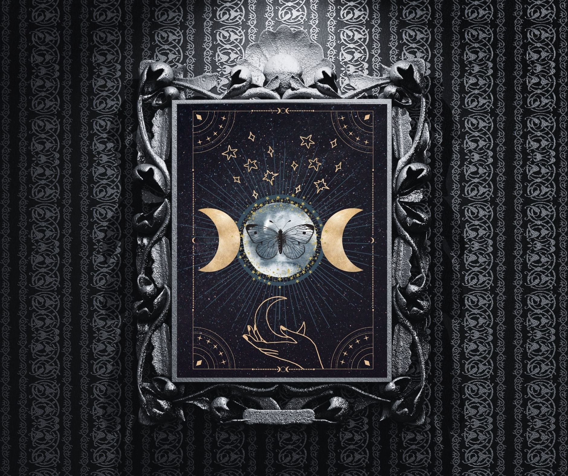 Triple Moon Goddess Print, Triple Moon, Triple Goddess Art, Sun Goddess ...