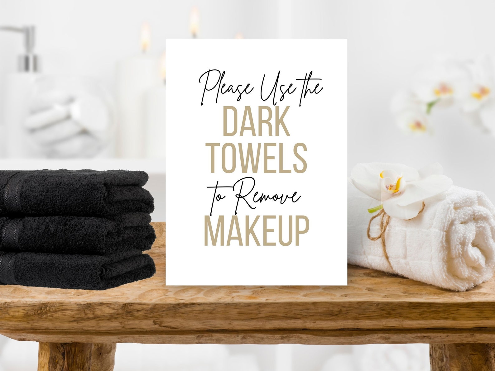 Airbnb Dark Towels Makeup Sign: Rental Home Bathroom Decor (printable ...