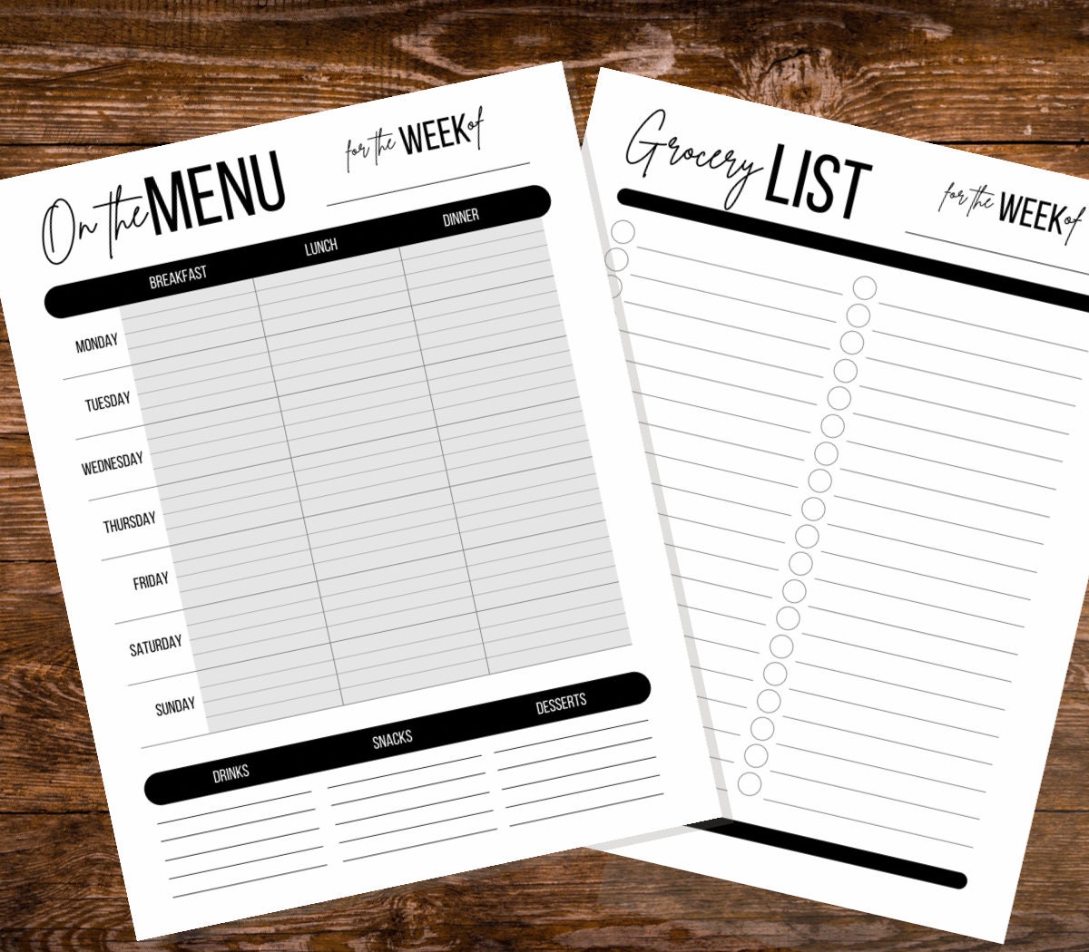 Weekly Meal Planner Printable With Grocery List Printable, Weekly Menu ...