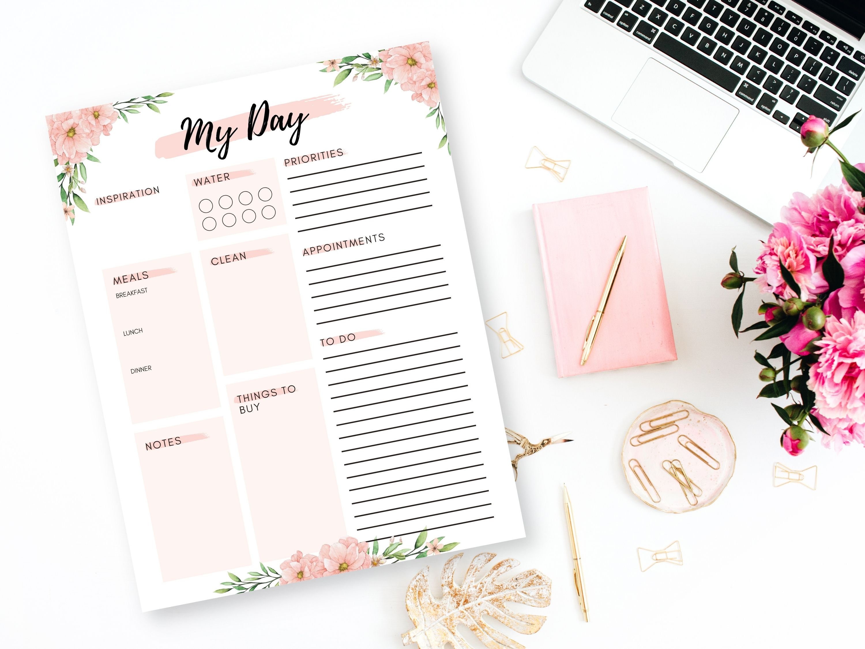 Daily Organizer, Office Organizer, Daily Planner, Floral Planner, Daily ...