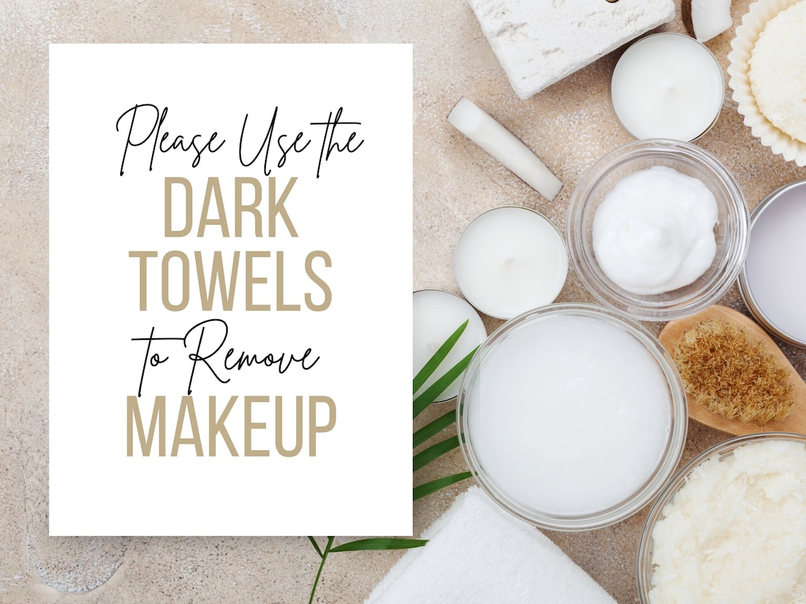 Airbnb Dark Towels Makeup Sign: Rental Home Bathroom Decor (printable ...