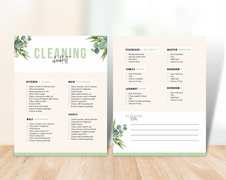Editable Cleaning List, Vacation Rental Cleaning Template, Airbnb ...