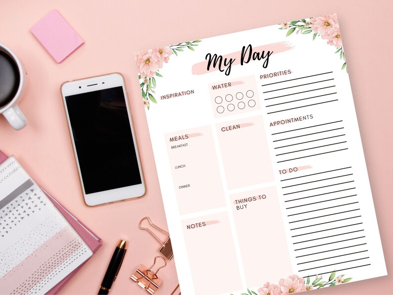 Daily Organizer, Office Organizer, Daily Planner, Floral Planner, Daily ...