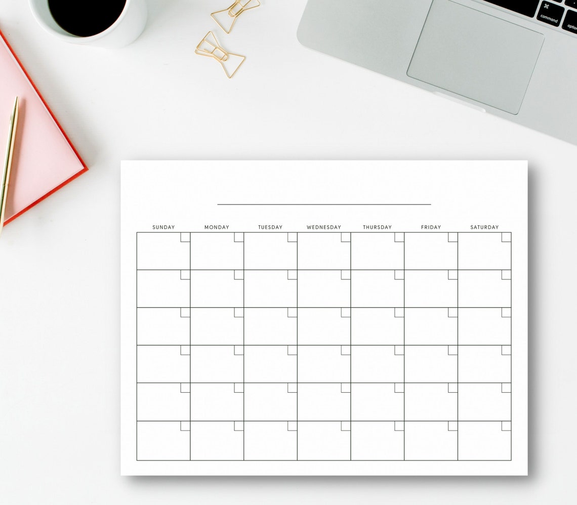 8.5 X 11 Inch Blank Calendar Page Template, Instant Download, Printable ...