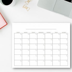8.5 X 11 Inch Blank Calendar Page Template, Instant Download, Printable ...