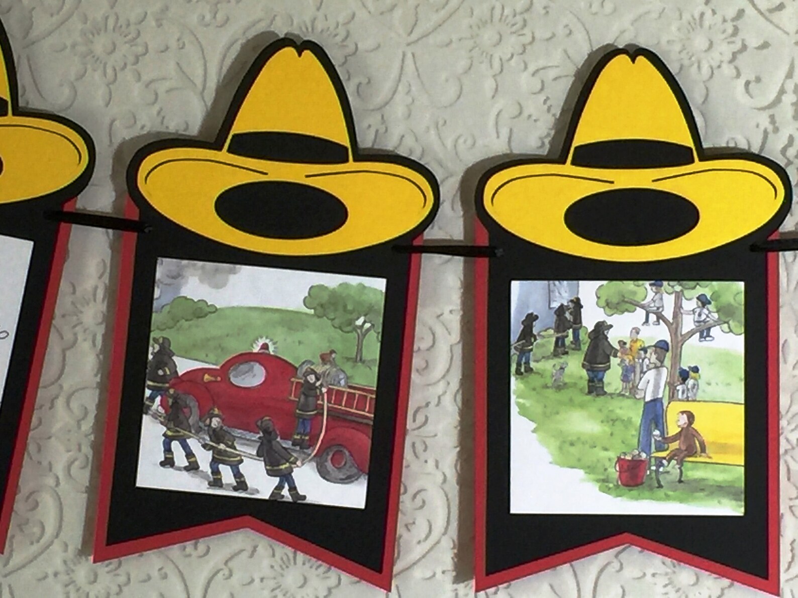 CURIOUS GEORGE and the FIREFIGHTERS Designer Banner Colorful - Etsy