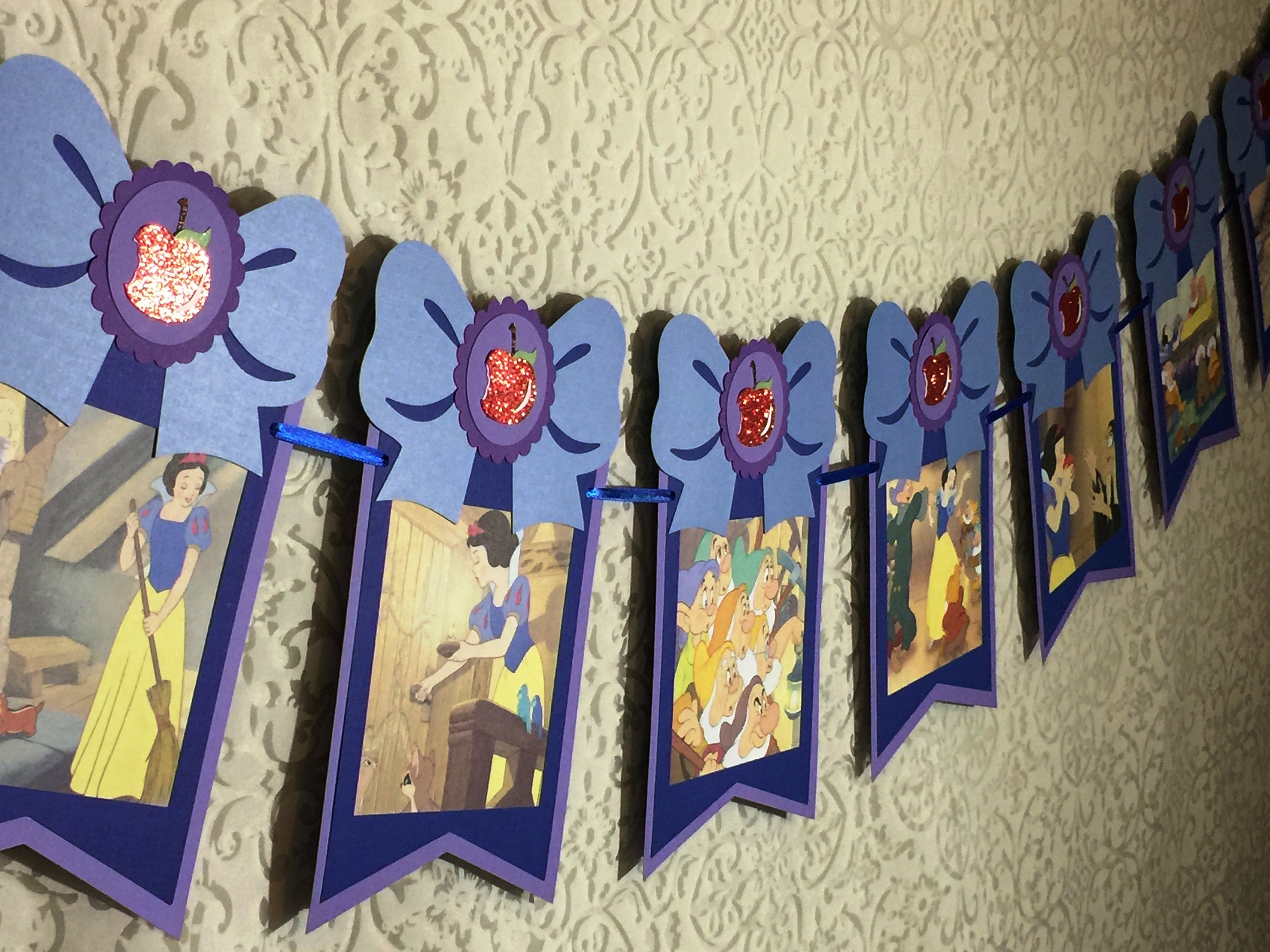 Disney's SNOW WHITE Designer Banner 7 Dwarfs Colorful - Etsy
