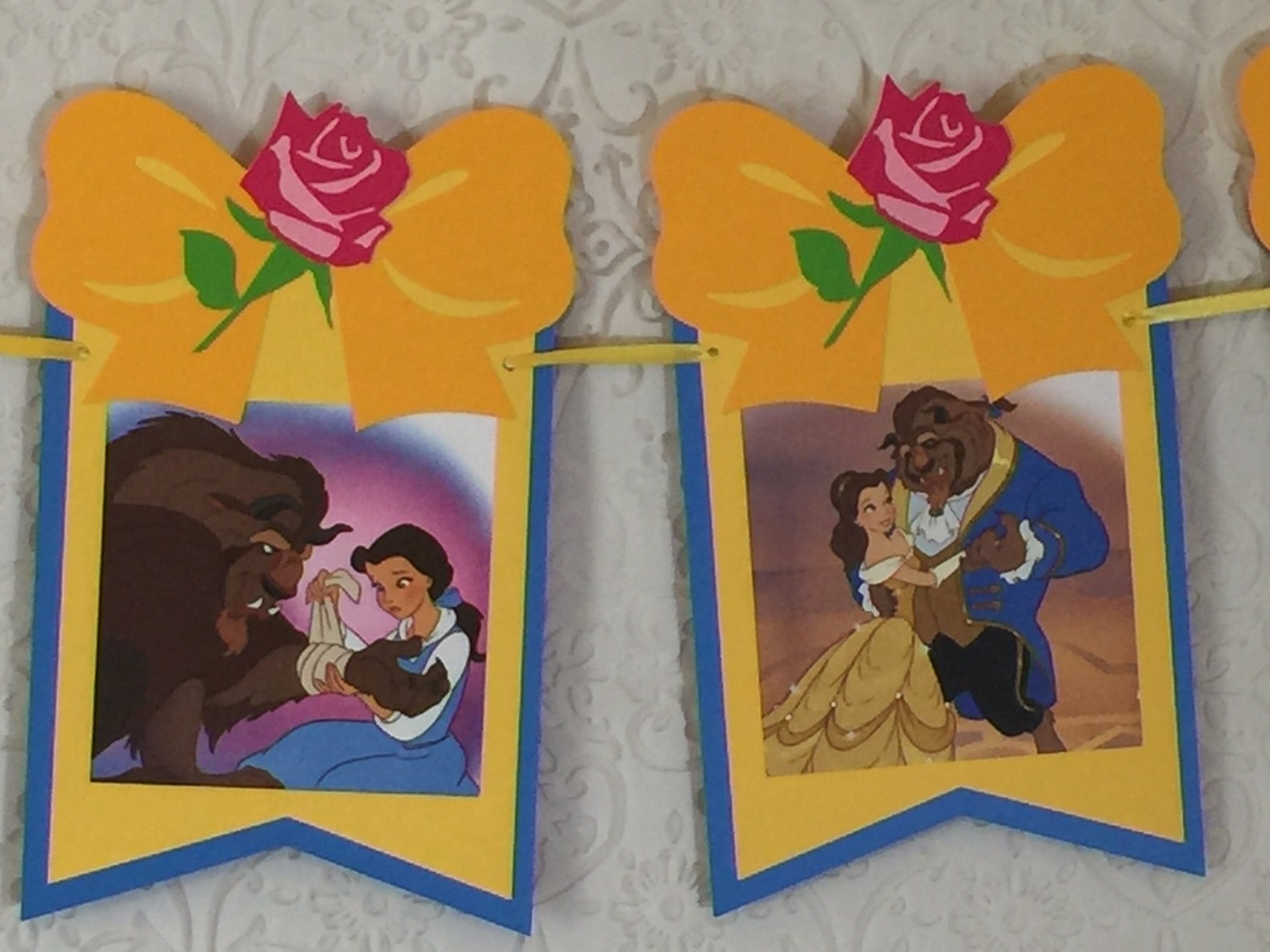 Disney's BEAUTY and the BEAST Designer Banner Golden - Etsy