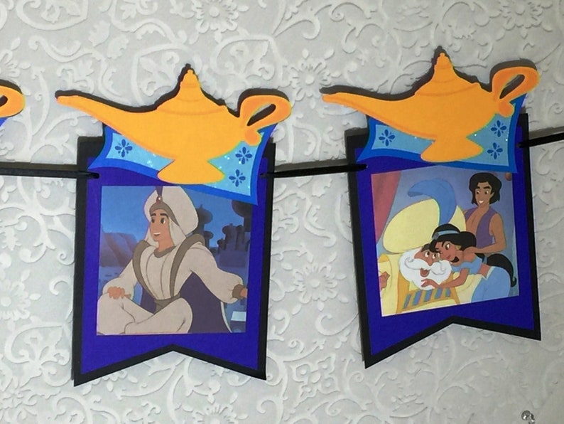 Disney's ALADDIN Designer Banner ~ Jasmine Genie Jafar ~ Colorful Story ...