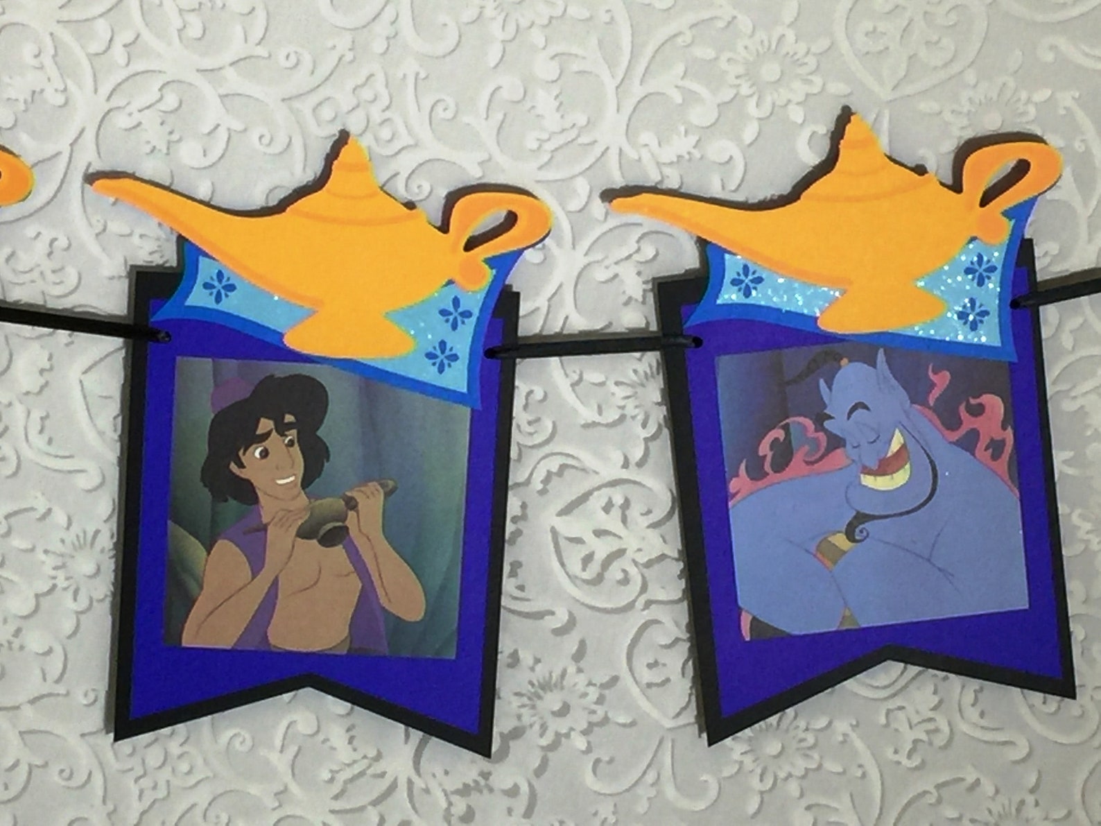 Disney's ALADDIN Designer Banner ~ Jasmine Genie Jafar ~ Colorful Story ...