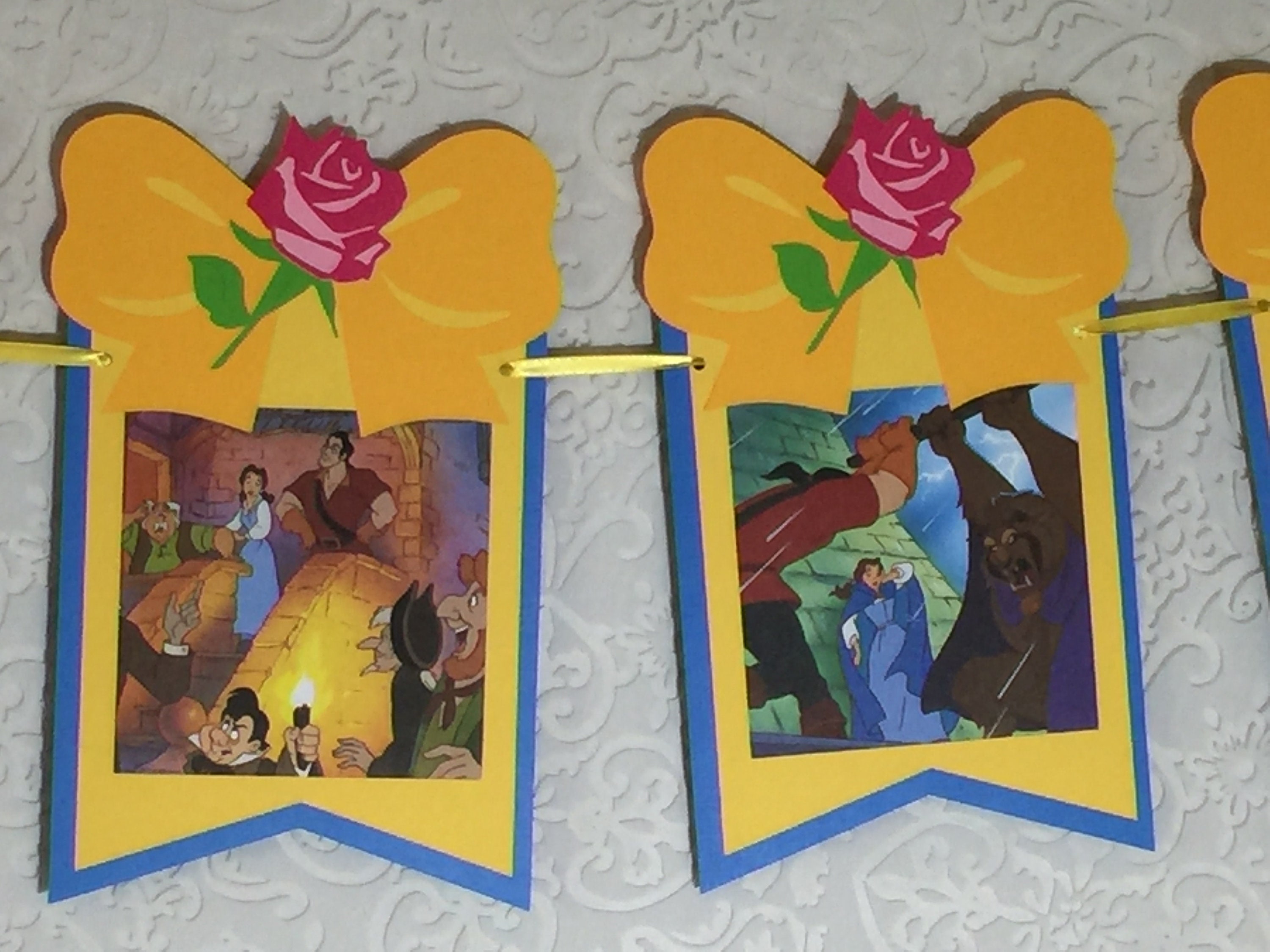 Disney's BEAUTY and the BEAST Designer Banner Golden - Etsy