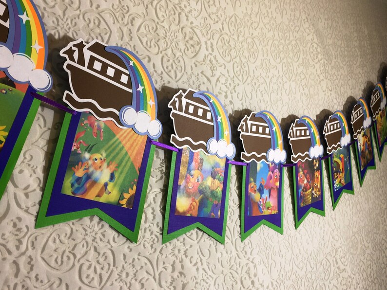 Noah's ARK Designer Banner ~ Noah Ark Rainbow Animals ~ Colorful Story ...