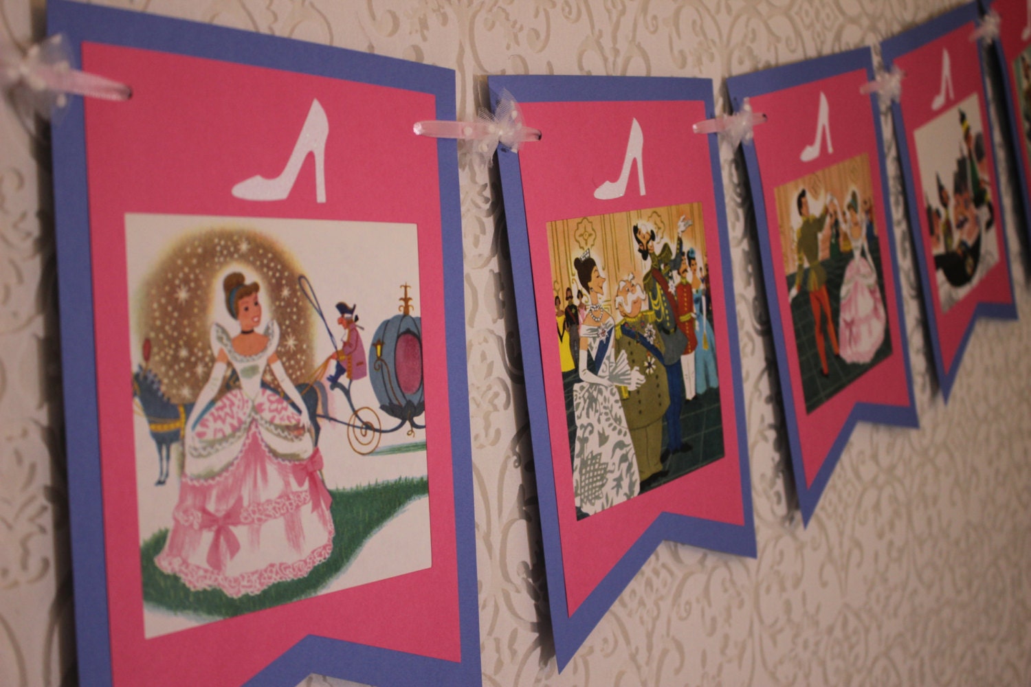 Disney's CINDERELLA Banner ~ Vintage Golden Book Colorful Story Bunting ...