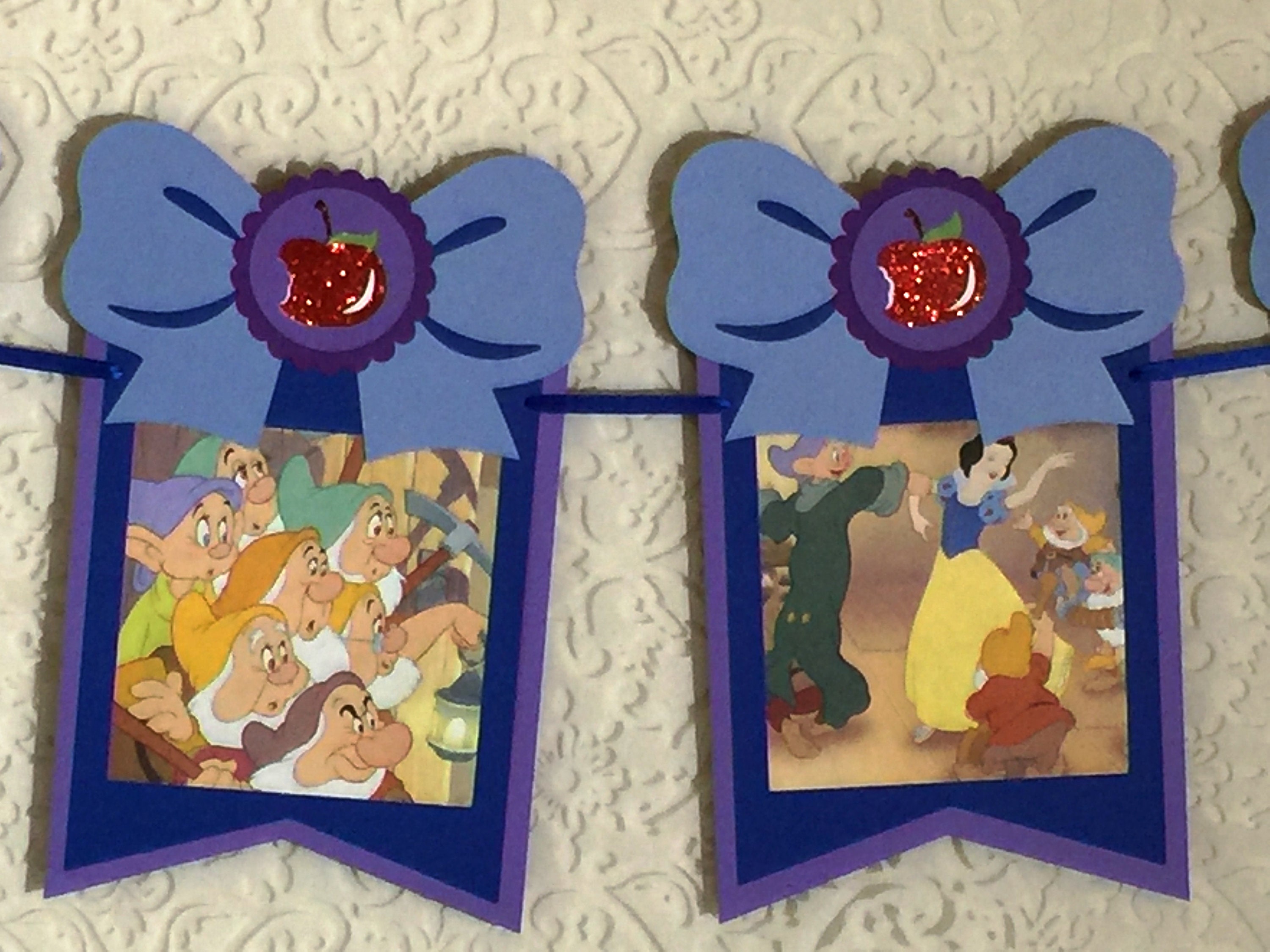 Disney's SNOW WHITE Designer Banner 7 Dwarfs Colorful - Etsy