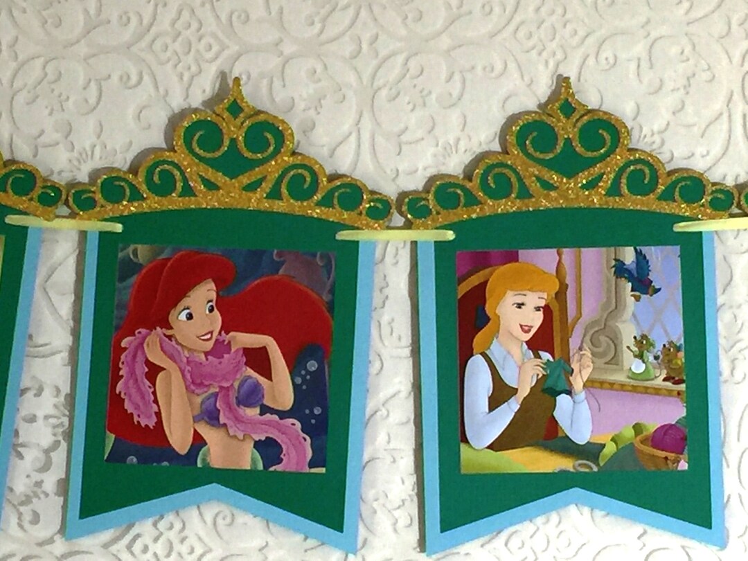Disney's PRINCESS Designer Banner Cinderella Ariel Belle Colorful Story ...