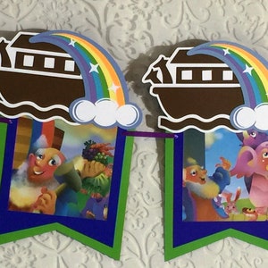 Noah's ARK Designer Banner ~ Noah Ark Rainbow Animals ~ Colorful Story ...