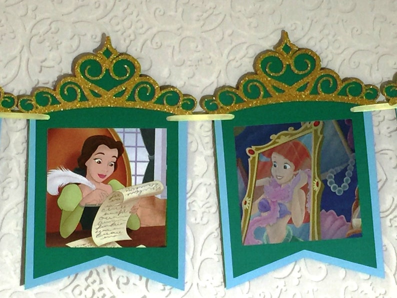 Disney's PRINCESS Designer Banner Cinderella Ariel Belle Colorful Story ...