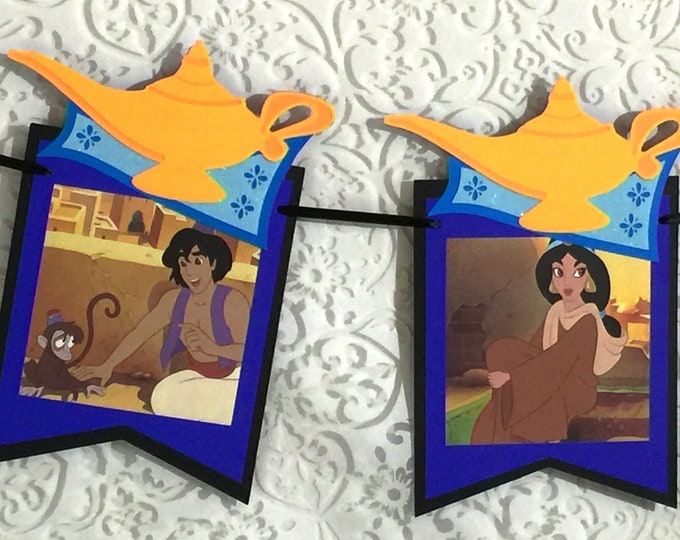 Disney's ALADDIN Designer Banner Jasmine Genie Jafar Colorful Story 10 ...