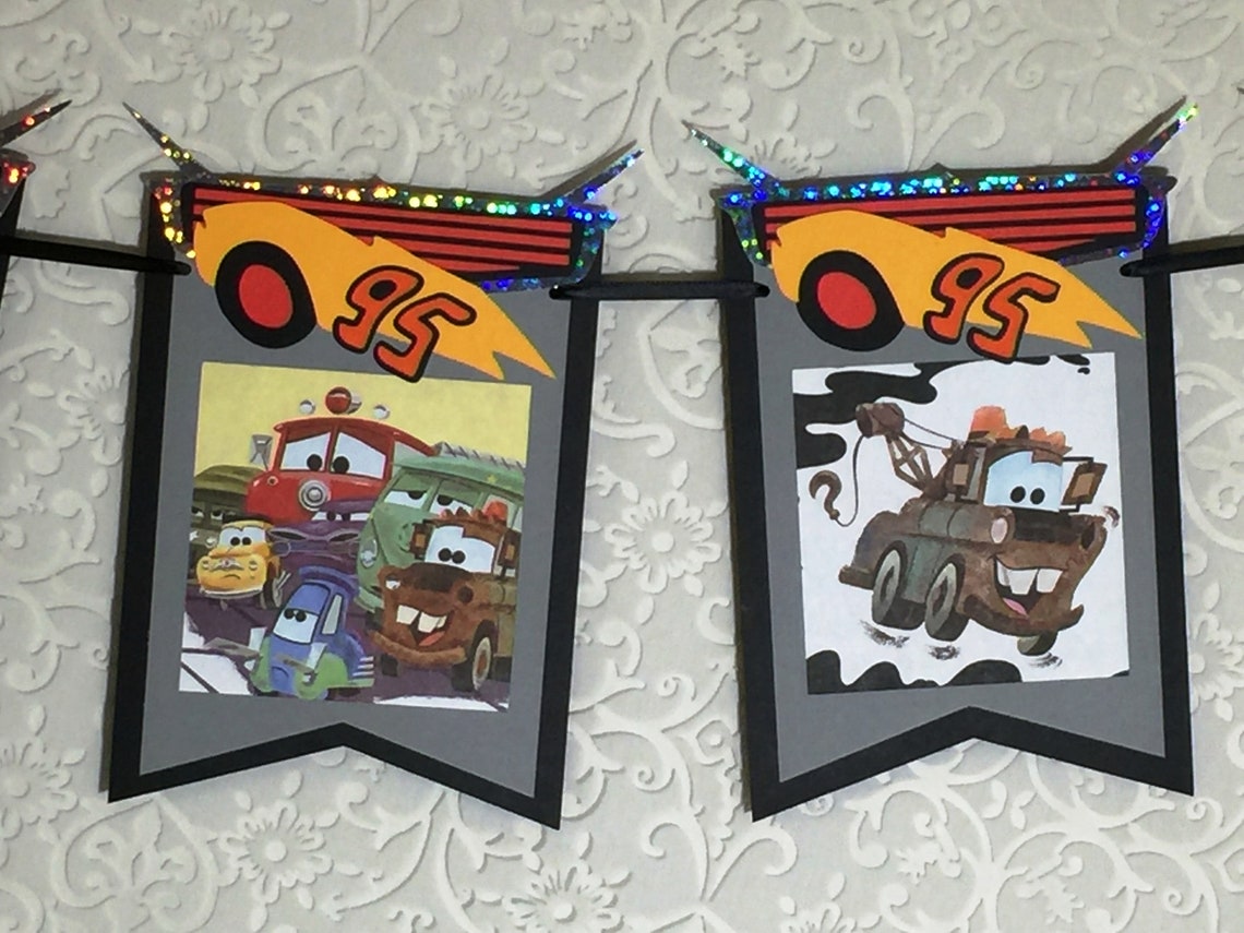 Bandera de diseñador de CARS de Disney Rayo McQueen y Mater Historia ...