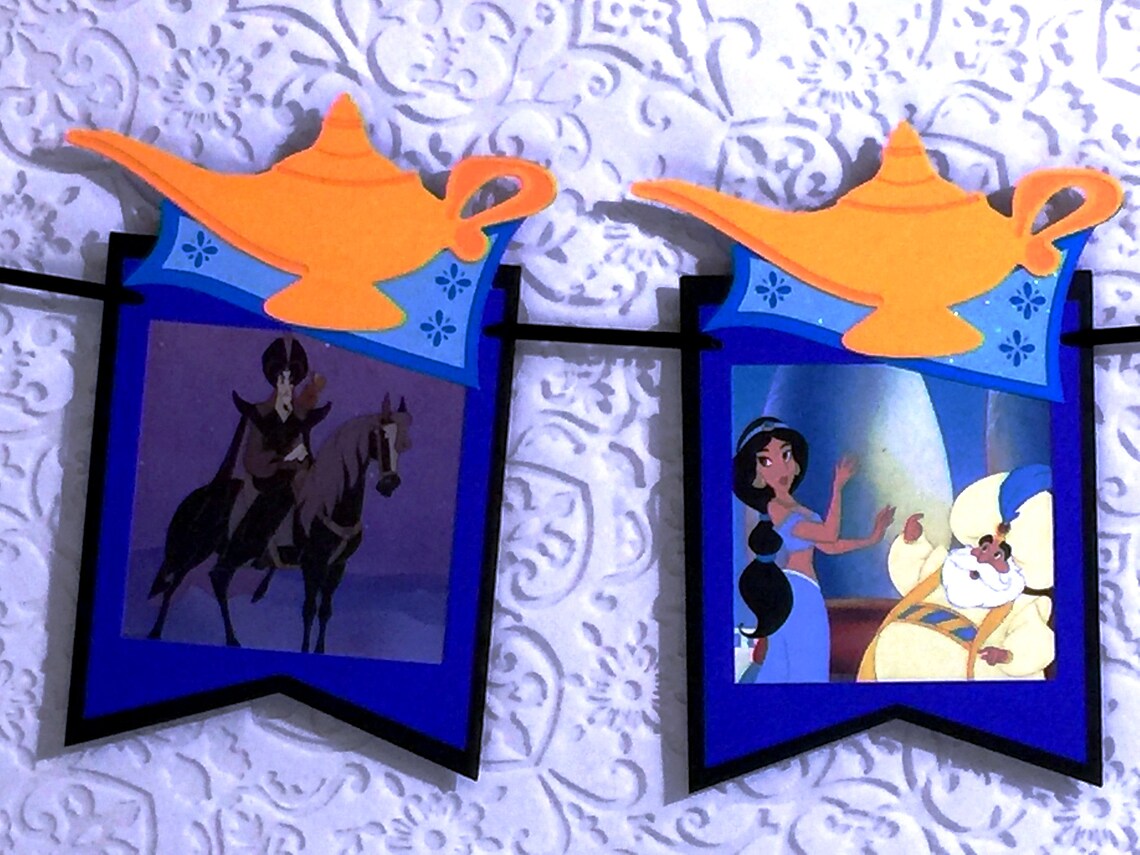 Disney's ALADDIN Designer Banner Jasmine Genie Jafar Colorful Story 10 ...