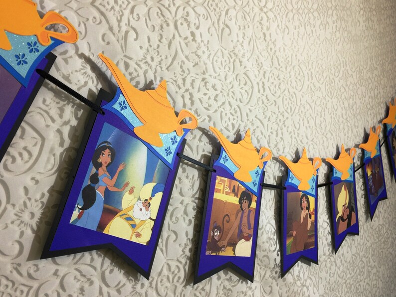 Disney's ALADDIN Designer Banner Jasmine Genie Jafar Colorful Story 10 ...