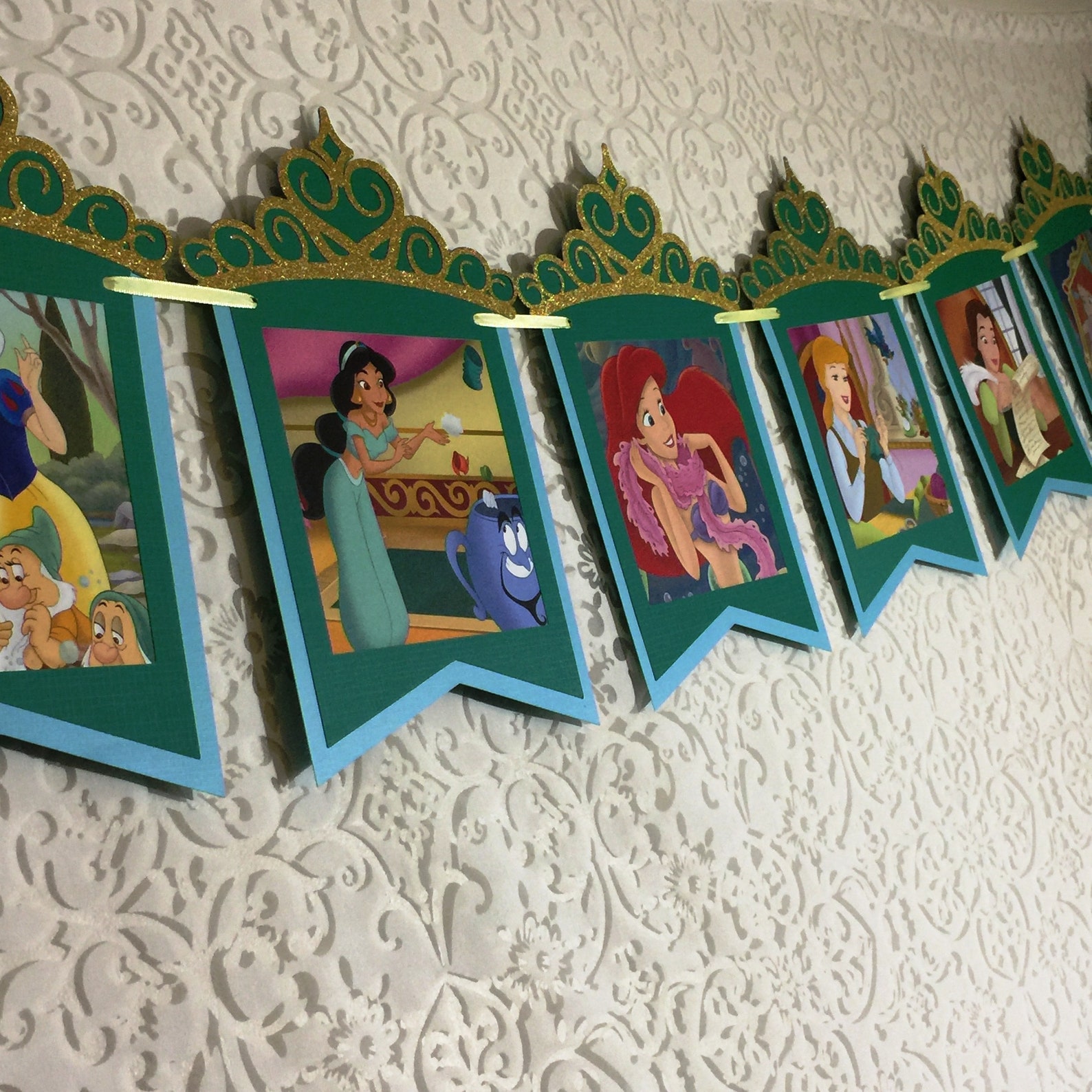 Disney's PRINCESS Designer Banner Cinderella Ariel Belle Colorful Story ...