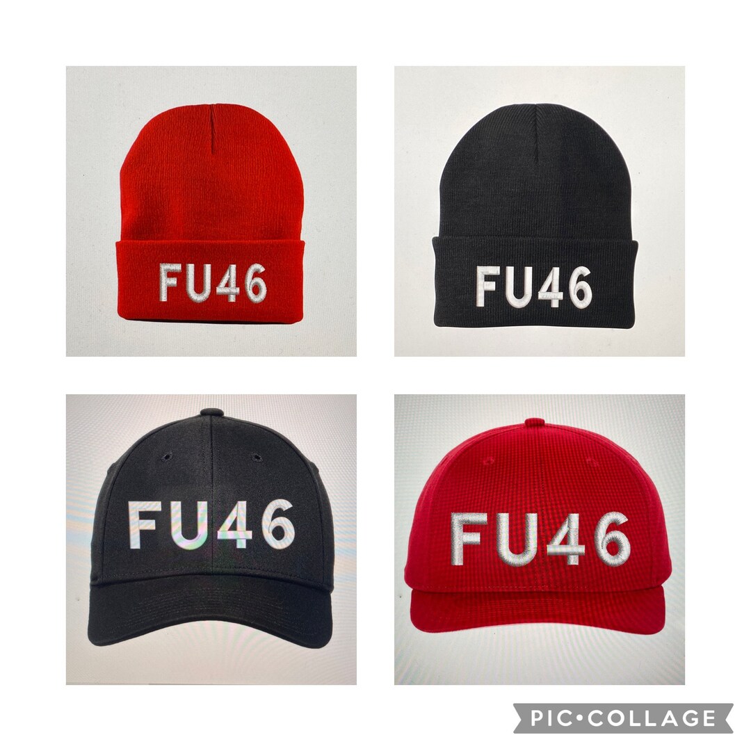 FU46 Embroidered Red or Black Beanie or Baseball Cap With Adjustable ...