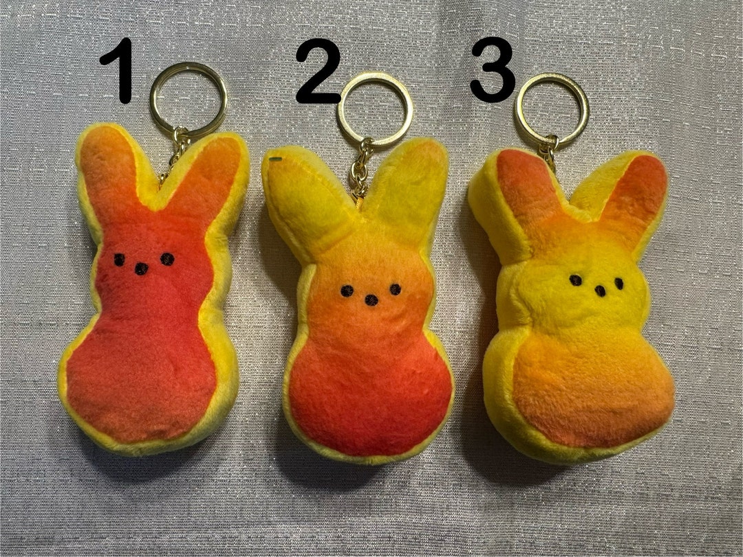 CUSTOM Personalized 4.5 Inch Keychain Plush Peeps Easter Bunny Bunnies ...