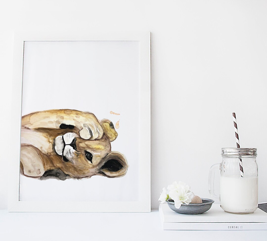 Baby Lion Cub Face Print | Soft, Nature-inspired Wall Art for Kids ...
