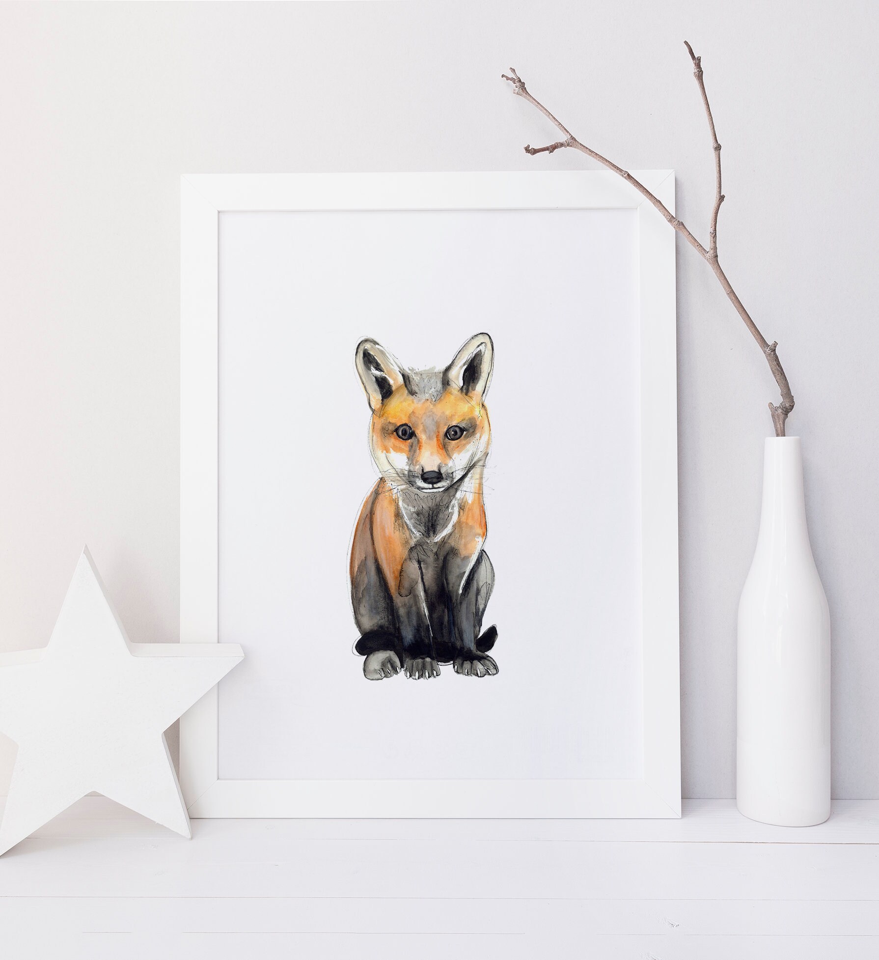 Affiche renard / animal / bébés animaux / aquarelle / fait - Etsy Canada