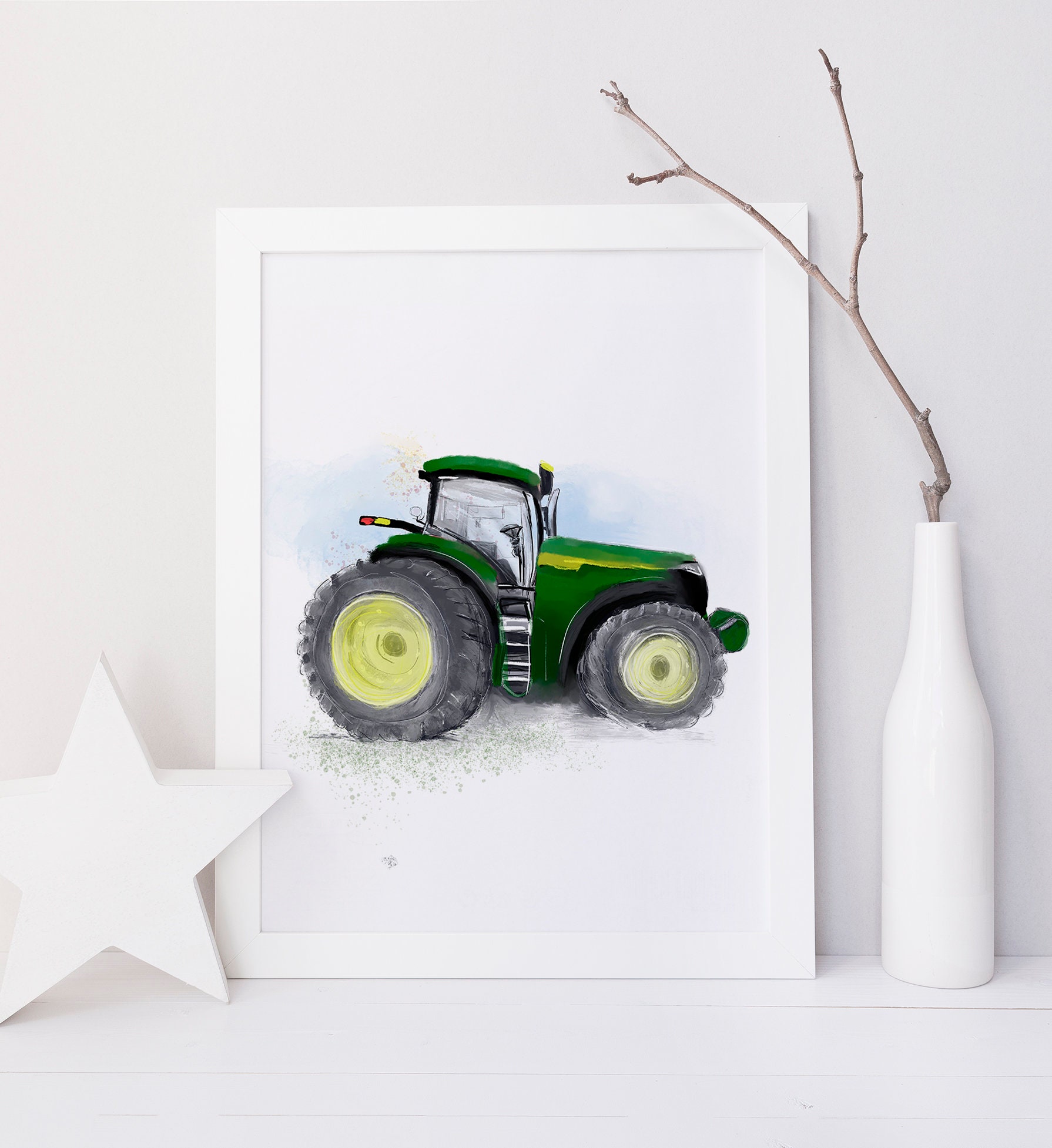 Farm Tractor Print | Baby or Kids Room Decor | Color Choices | Olive ...