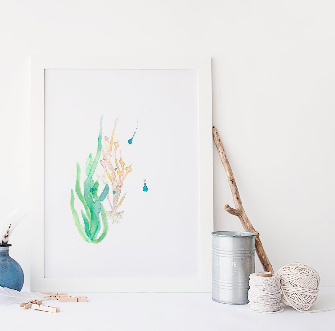 Algae Poster / Ocean / Underwater / Water / Watercolor / Handmade ...